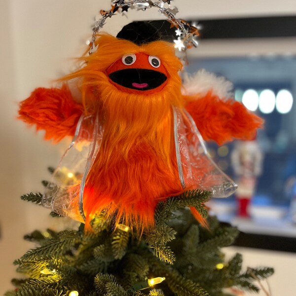 Gritty Christmas Tree Angel - Handmade 3D Tree Topper W/ Felt, Feathers ...