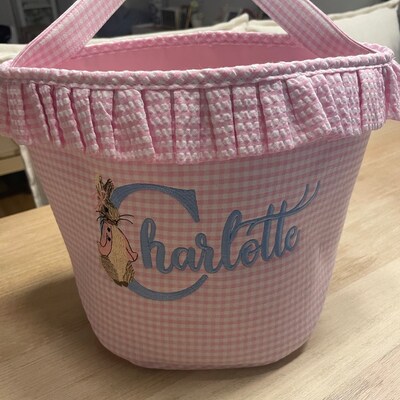 Personalized Embroidery Peter Rabbit Easter Basket Seersucker Storage ...