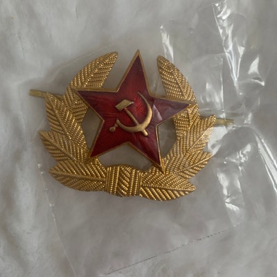 USSR Soviet Army RED STAR Hat Badge / Cap Cockade / Enamel Pin With ...