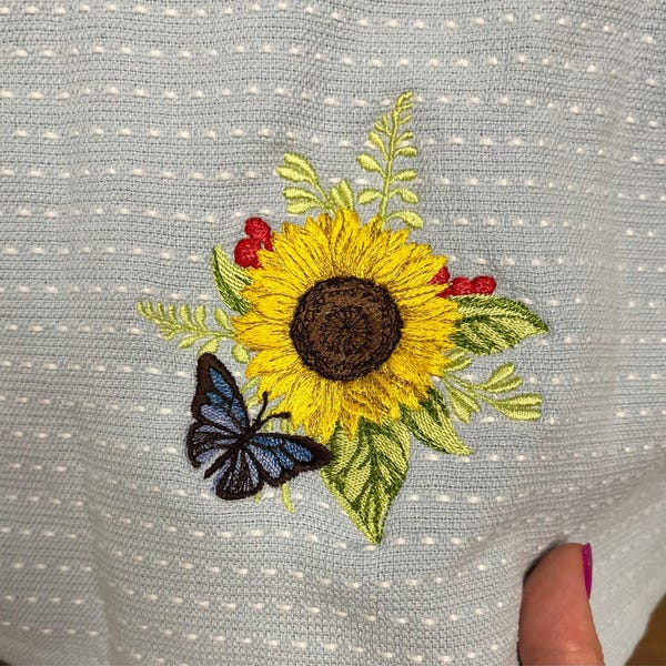 Sunflower Embroidery Design, Flower Machine Embroidery File, 3 Sizes ...