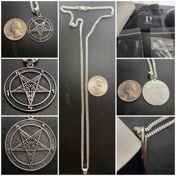 Handcrafted 925 Sterling Silver Baphomet Sigil Pendant Goat Head ...