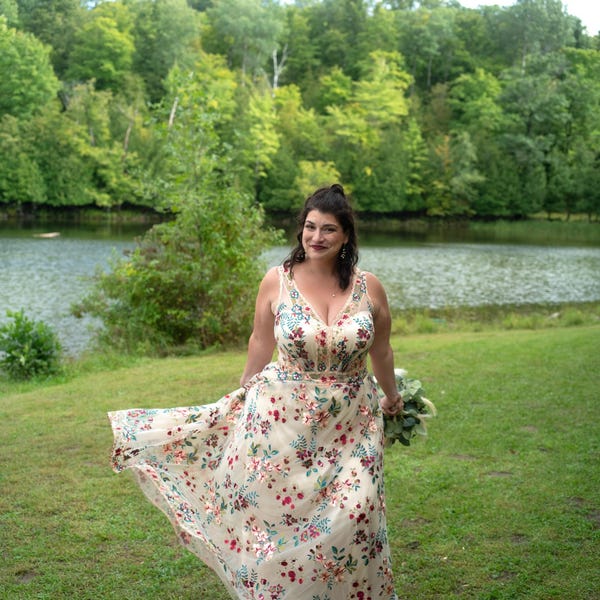 Fairytale Wedding Dress/v-neck/corset Back/colorful Embroidery/a-line ...