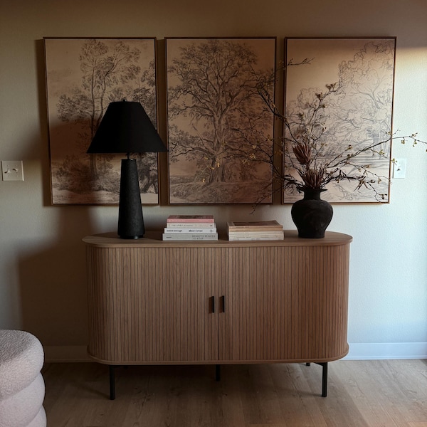 Framed Canvas Tryptic Wall Art Set, Abstract Forest Tree Art Prints ...