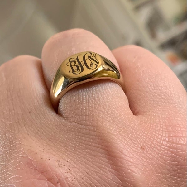 Monogram Signet Ring Personalized Ring Gold Ring Personalized Jewelry ...