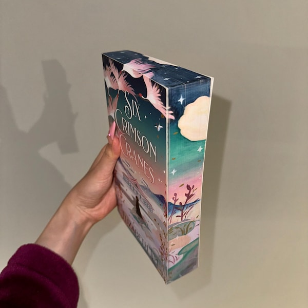 Custom Hand Painted Fore Edge Book Set Six Crimson Cranes - Etsy