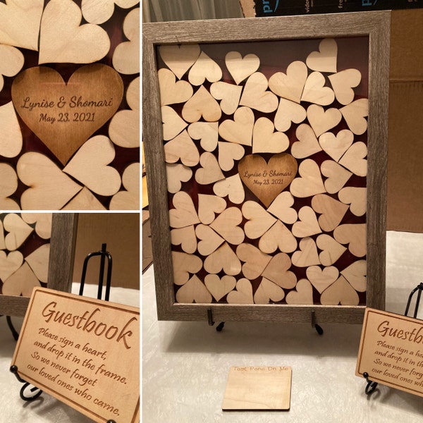 Heart Drop Top Wedding Guest Book Alternative, Wedding Guestbook Frame ...
