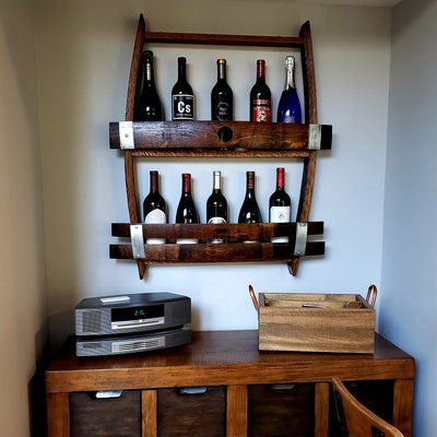 Whiskey/bourbon Rack, Wood Wine Rack, Wine Bottle Holder, Bar Shelves ...