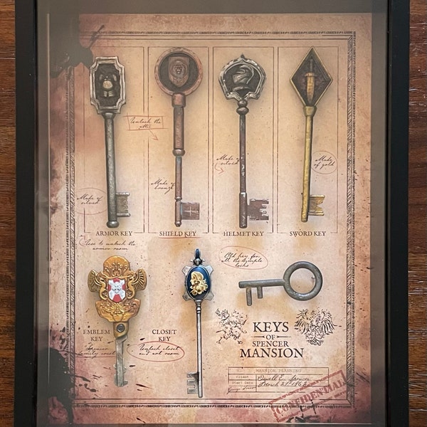 RESIDENT EVIL Spencer Mansion Key Collection in Shadow Box Frame - Etsy ...