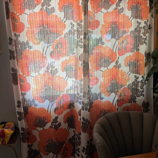Scandinavian Vintage Curtains. Retro Net Curtains in Amazing Woven ...
