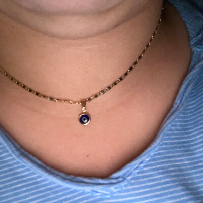 Evil Eye Necklace , 18 K Gold Filled Necklace, Figaro Necklace , Eye ...