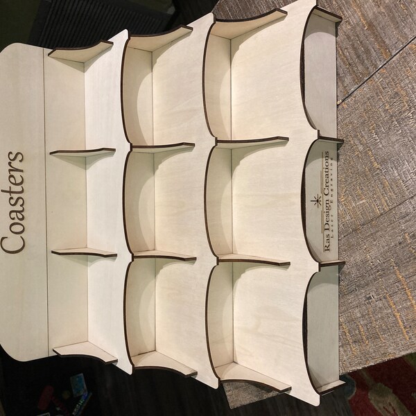 9 Pocket Retail Coaster Counter Display Stand, 4x4 Inch Pockets - Laser ...