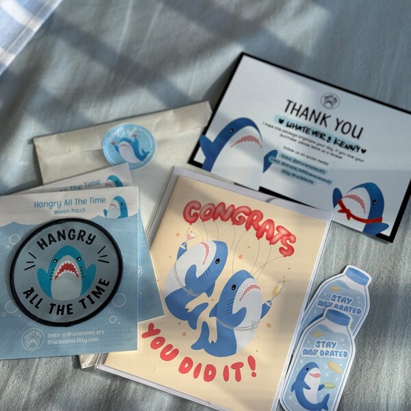 Cute Shark Blahaj Parody Famous Painting Art Prints | Postcard Print ...