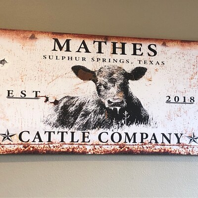Rustic Cattle Ranch Sign Established Personalized Farmhouse Wall Art ...