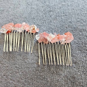 Rose Quartz and Clear Quartz Hair Comb - Etsy