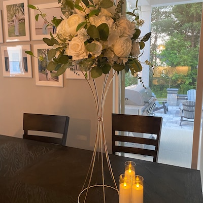 White and Sage Green Wedding Table Arrangement, Guest Table Flower Ball ...