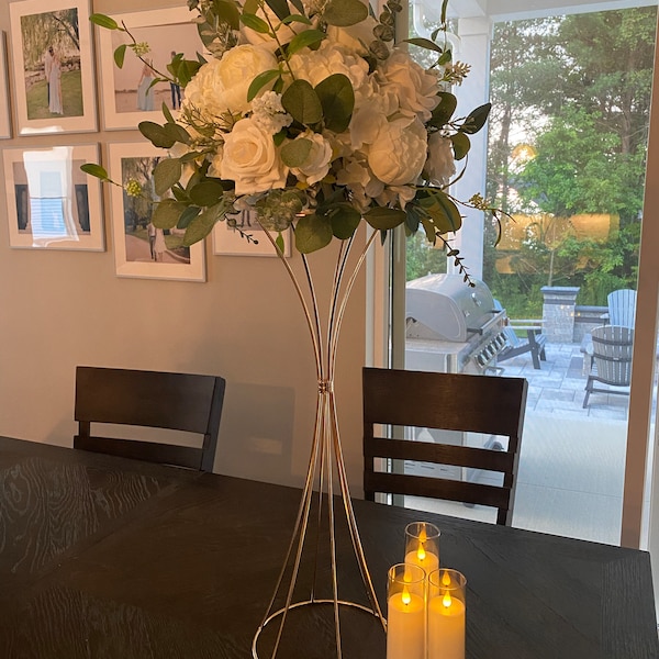 White and Sage Green Wedding Table Arrangement, Guest Table Flower Ball ...