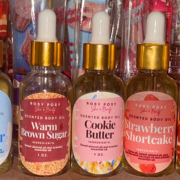Set of 12 Scented 1 Oz. Body Oils, Fruit Loops, Unicorn, Strawberry, Birthday Cake, Cotton Candy ...