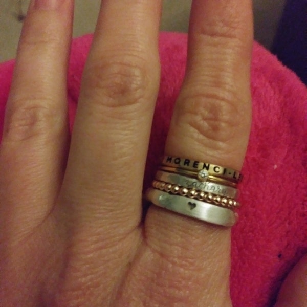 Mom Rings Stackable Rings Personalized Name Ring Set Mixed Metal Rings ...