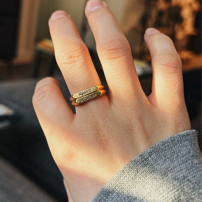 Bar Name Ring by Caitlyn Minimalist Signet Name Ring Custom Skinny Bar ...