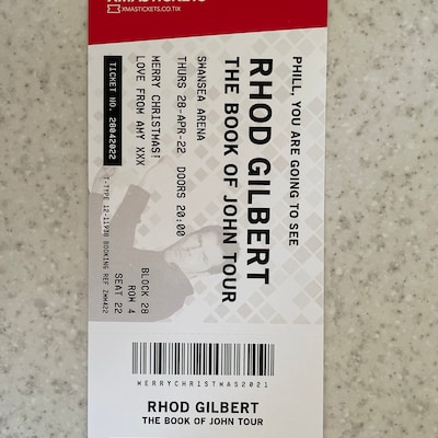 Personalised Mock Gig/concert Ticket Birthday / Christmas Gift Any ...
