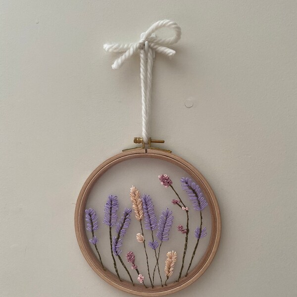 Lavender Dandelion Tulle Embroidery Hoop. Hand Embroidery Hoop Art ...