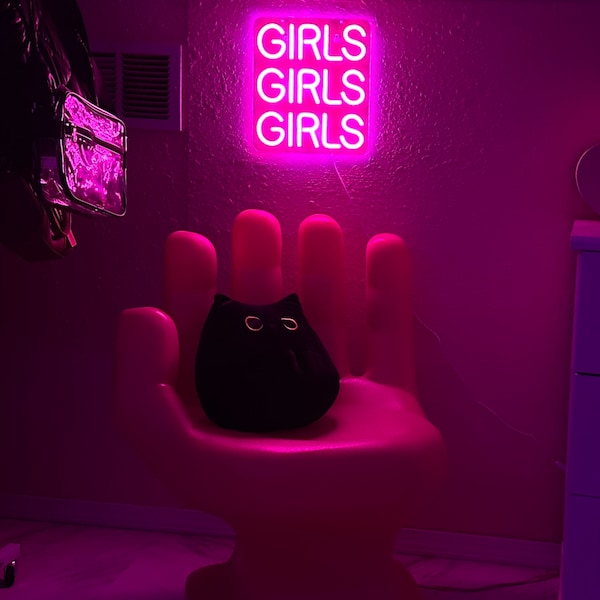 Neon Pink LEFT Hand Shaped Chair 32" Tall Adult Size 70's Retro EAMES ...