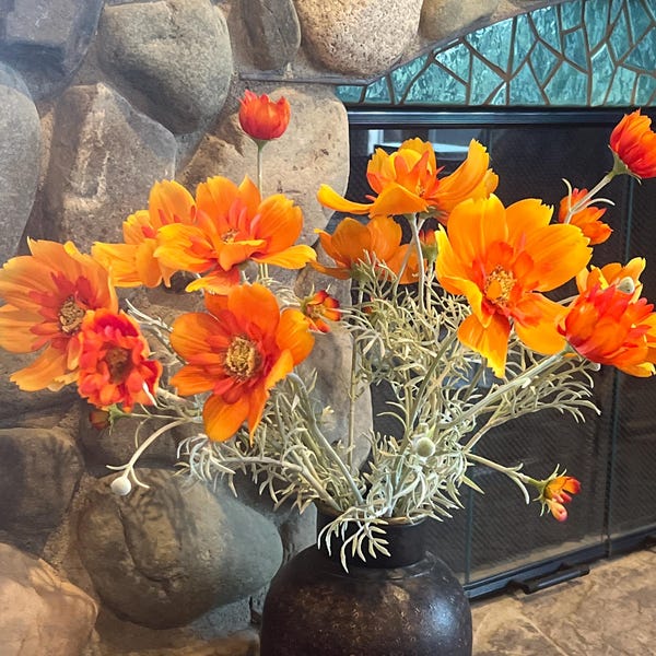 24'' Artificial Cosmos Flowers, Realistic Faux Flower, Silk Cosmos Stem ...