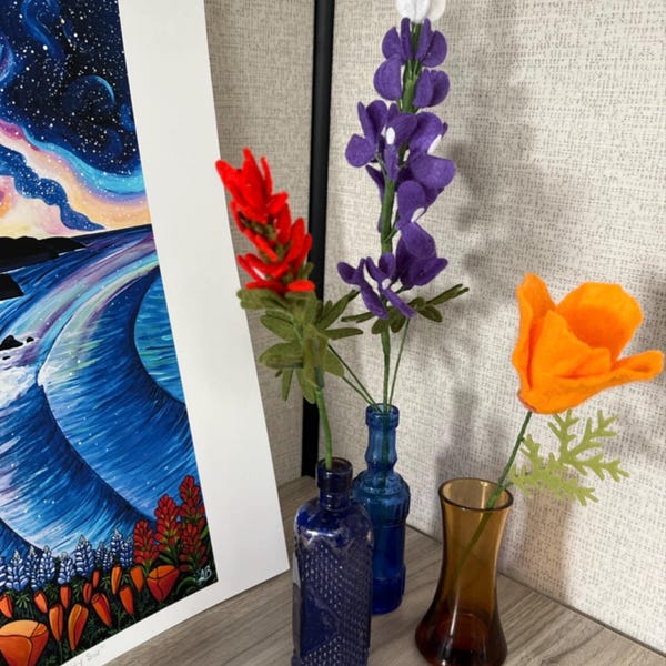 Felt Bluebonnet, Single Flower Stem - Etsy