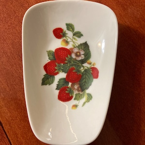 Ceramic Spoon Rest With Strawberries 5 Long and 3 1/2 Wide at Top of ...