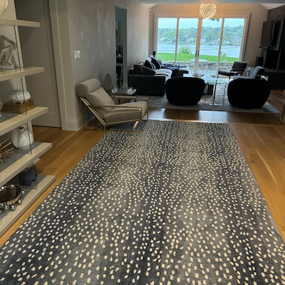 Antelope Rug Blue Wool Area Rug Runner Handmade, Grey Antelope 8x10 ...