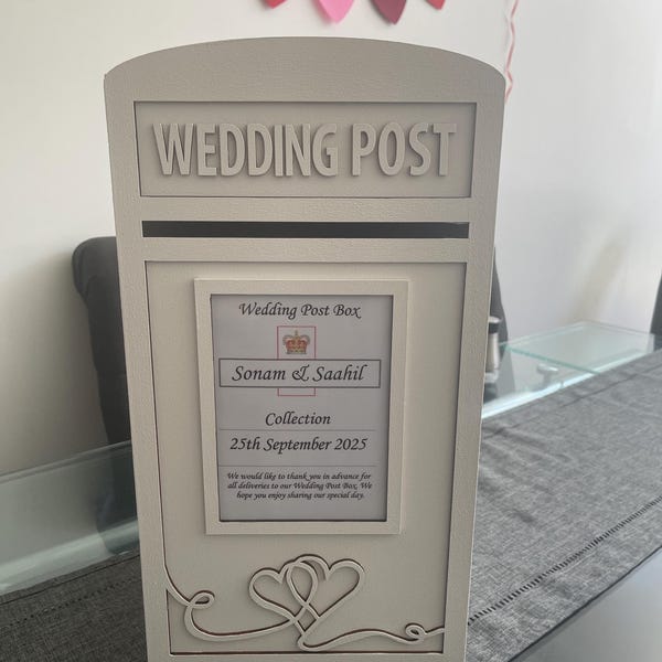 Large Lockable White Wedding Card Post Box: Personalised Lovebird ...