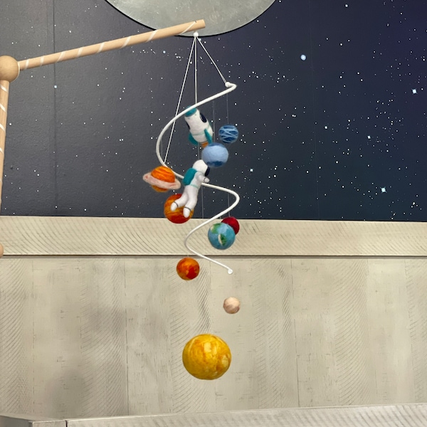 Solar System Mobile Nursery Outer Space Mobile Crib Felt Planets Mobile ...