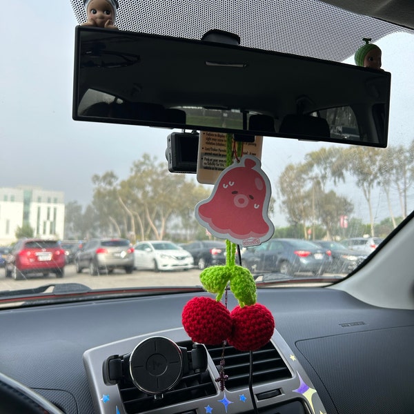 Crochet Cherry Car Charm - Etsy