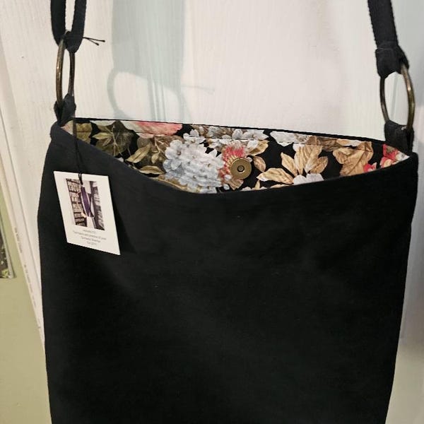 Floral Linen Crossbody Purse, Washable Cloth Shoulder Bag, Large ...