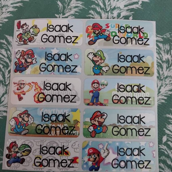 Super Mario Personalized Waterproof Name Labels: School & Daycare ...
