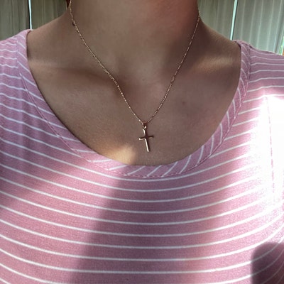 18K Thick Chain With Gold Cross Link Chain Gold Filled Cross - Etsy