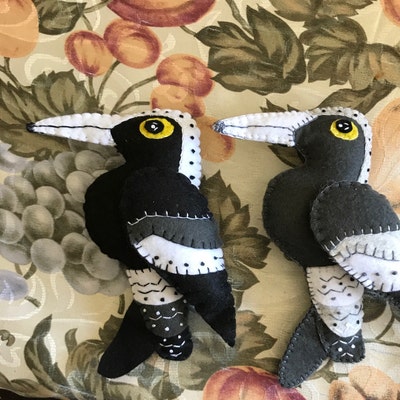 MAGPIE a PDF Pattern for a Hand Embroidered Felt Plush Ornament Instant ...