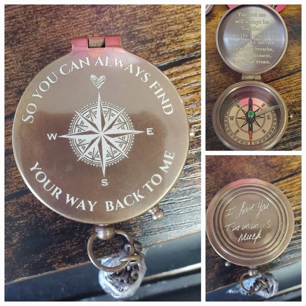 Anniversary Gift for Him, Gifts for Boyfriend, Personalized Compass ...