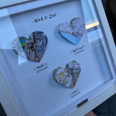 Our Love Story Maps Picture Frame. Personalised Heart Map Art Framed ...