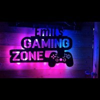 Gaming Zone LED Schild mit Wunschname Zocken Geschenke Zimmer ...
