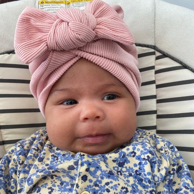 BABY BIG BOW Turban Hat, Newborn Baby Turban, Baby Shower Gifts, Infant ...