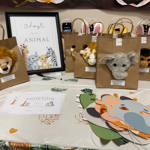 Wild One Safari Adopt an Animal Printable Poster and Certificates ...