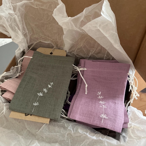 20/25 Empty Linen Sachets, Bag for Lavender, Nature Inspired Gift Pouch ...