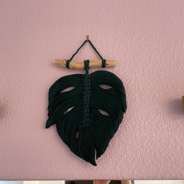 Monstera Leaf Macrame Wall Hanging - BIG Green Leaf - Etsy