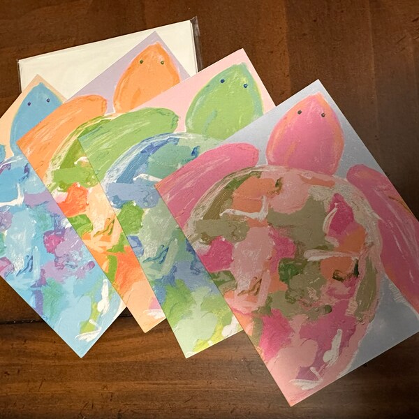 Colorful Abstract Sea Turtle Note Card Set - Etsy