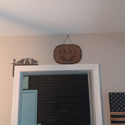 Skål Bar Sign, Viking Home Decor, Skal Norse Gift, Drinking Horn Wall ...