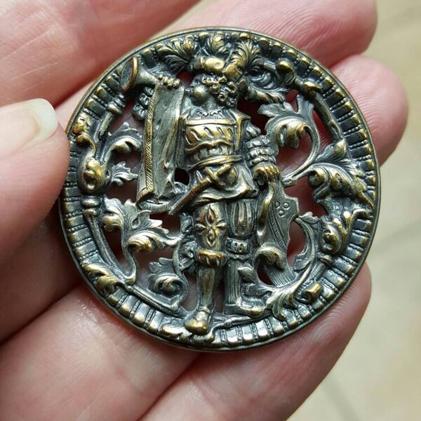 Copper 18th Century Button With Chased and Engraved Spiral and Floral ...