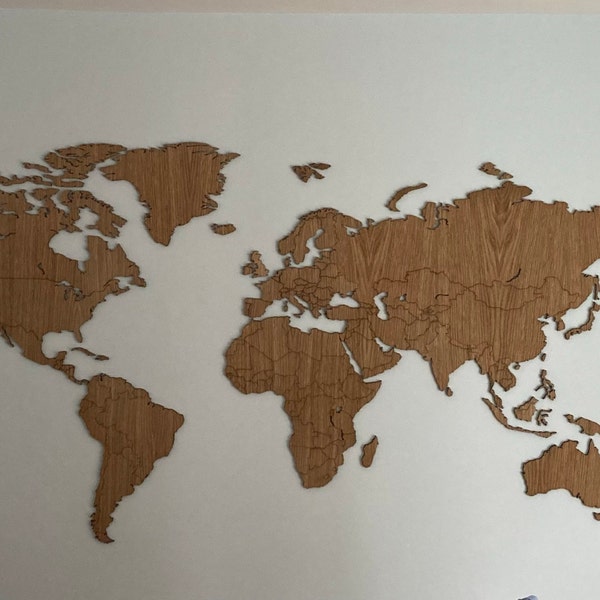 Wooden World Map - Oak / Walnut / Bamboo - World Map | Canvas | Push ...
