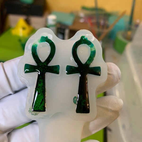 Silicone Mold-earrings Ankh . Mold Egyptian Cross for Uv and Epoxy ...