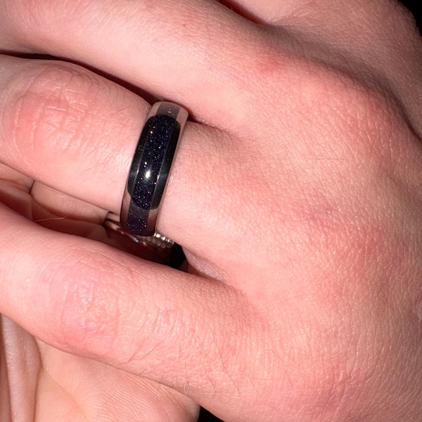 Starry Night & Trees Couples Ring Set- Galaxy Sandstone His and Hers ...